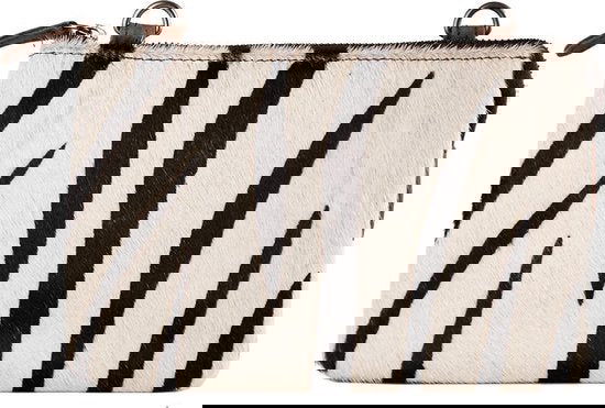 Cognac-colored leather mini bag with zebra print – trendy festival bag